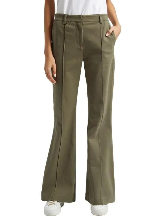 ATM Anthony Thomas Melillo Stretch Cotton Twill Flare Leg Pants - Oil Green