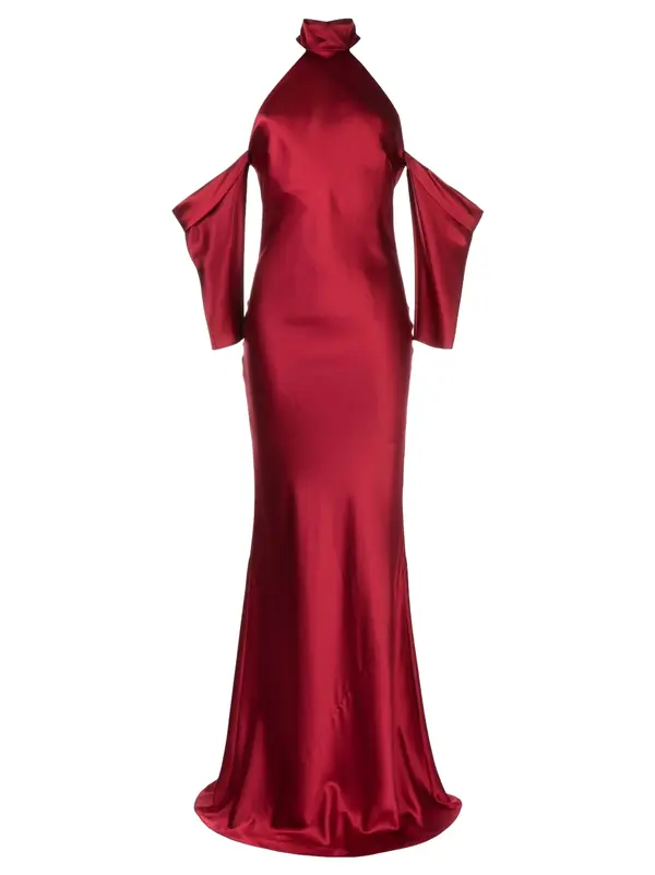 Michelle Mason Halterneck Maxi Dress - Red