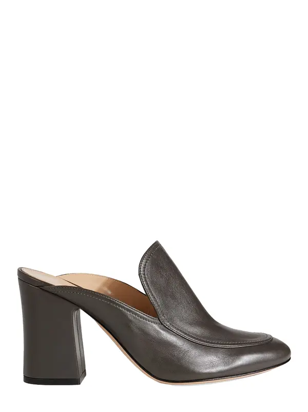 GIANVITO ROSSI Leather Mules - Dark Gray