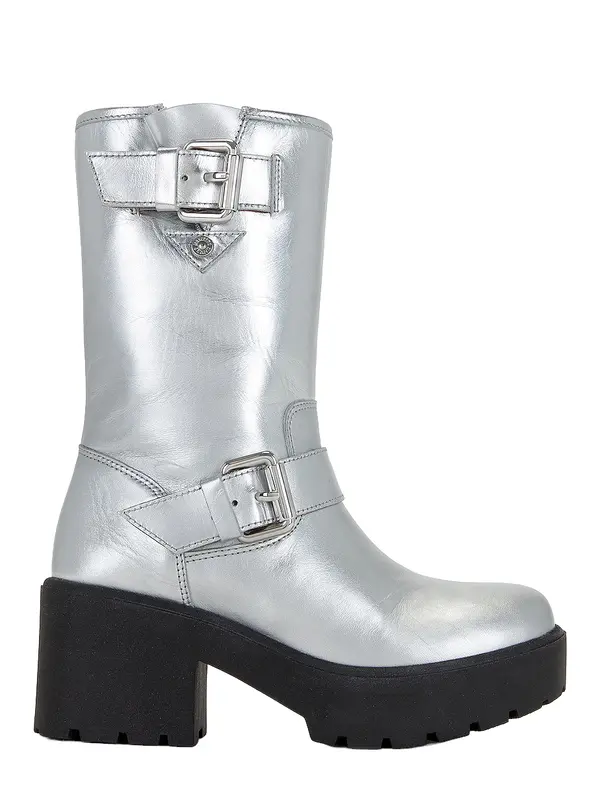 Moschino Soft Leather Boots - Silver