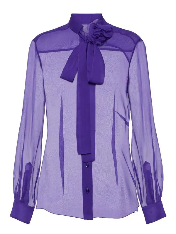 Dolce & Gabbana Tie-neck Silk Chiffon Blouse - Purple