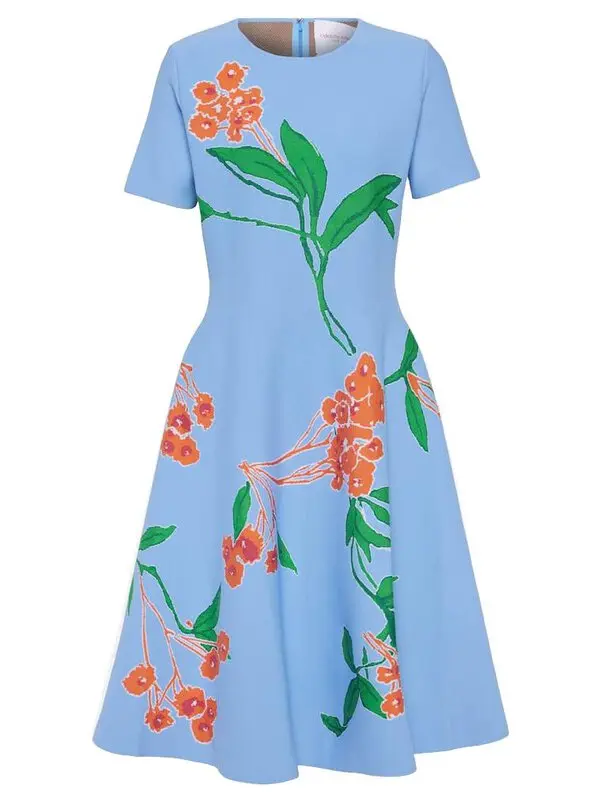 Carolina Herrera Floral-print Midi Dress - Blue