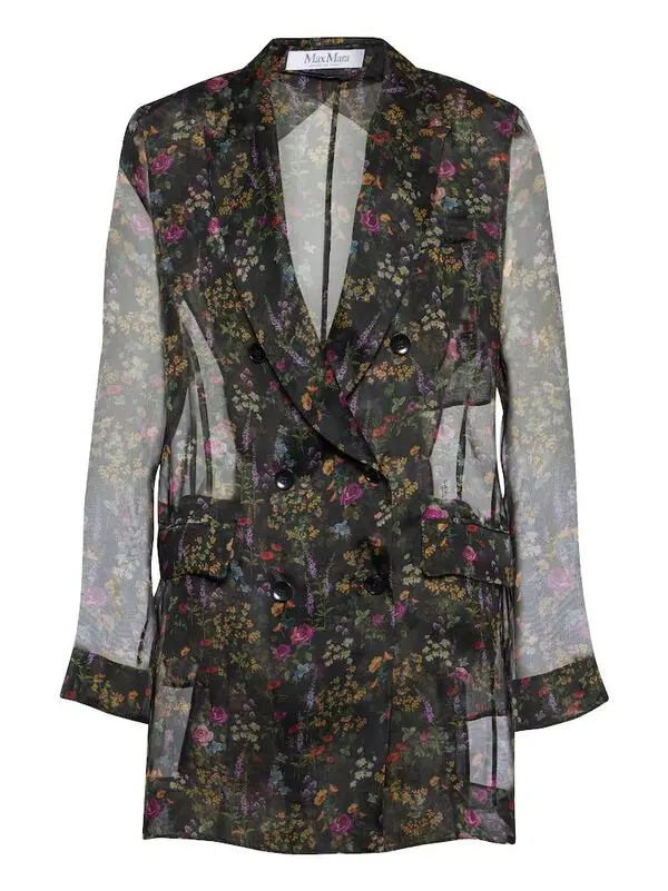 Max Mara Jabot Floral Silk Organza Blouse - Multicoloured