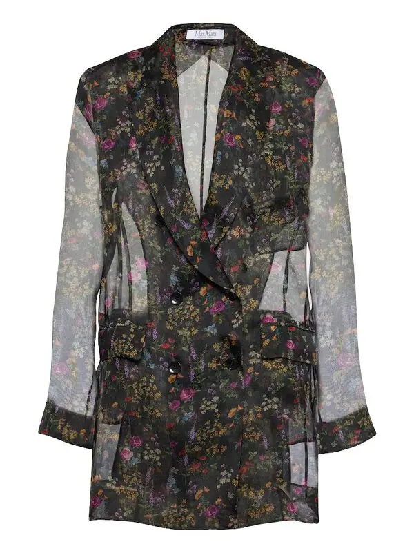 Max Mara Jabot Floral Silk Organza Blouse - Multicoloured