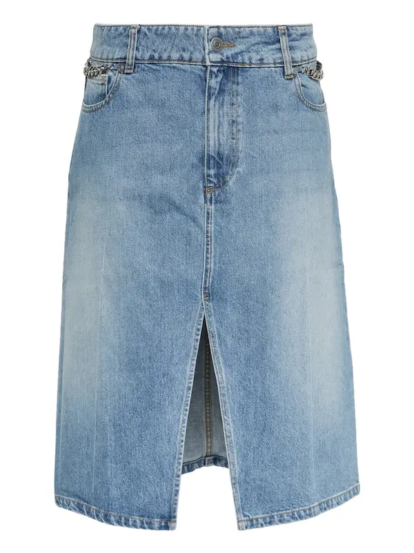 Stella McCartney Front-slit Denim Midi Skirt - Blue