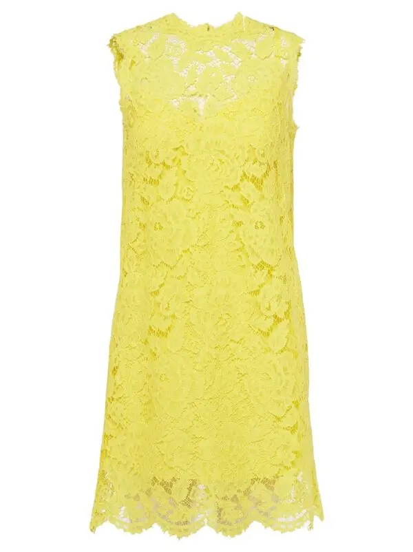Dolce & Gabbana Cotton-blend Lace Minidress - Yellow