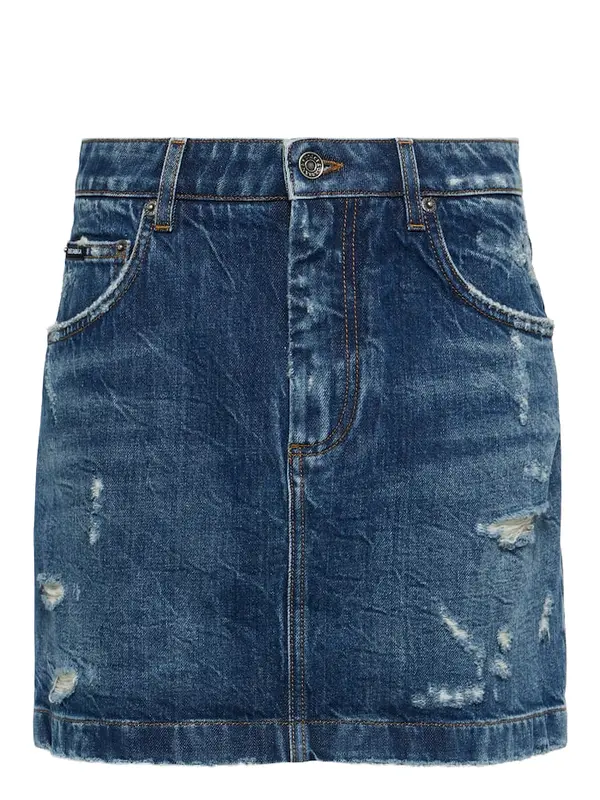 Dolce & Gabbana Distressed Denim Mini Skirt - Blue
