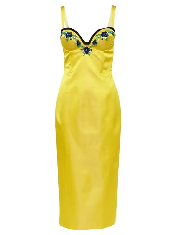 MISS SOHEE Iris Embellished Midi Dress - Yellow