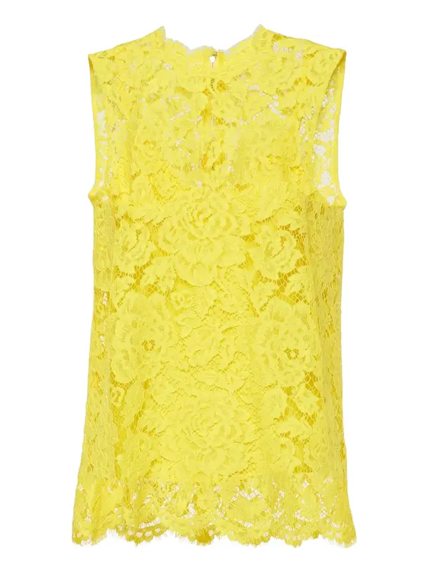 Dolce & Gabbana Floral Lace Top - Yellow