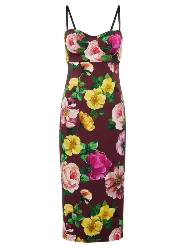 Dolce & Gabbana Floral Bustier Midi Dress - Multicoloured