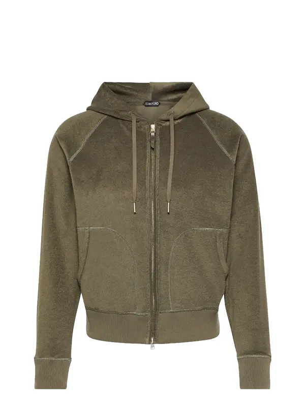 TOM FORD Towelling Cotton Hoodie - Green