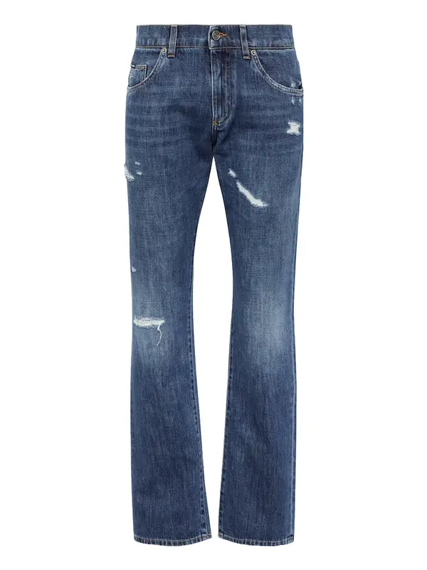 Dolce & Gabbana Distressed Straight Jeans - Blue