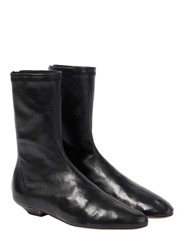 Khaite Apollo Leather Ankle Boots - Black
