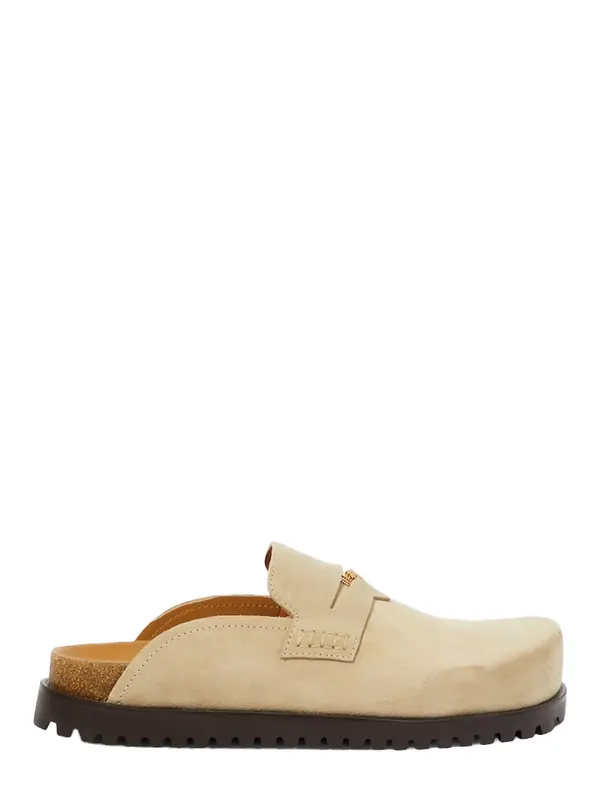 Versace Medusa Suede Clogs - Beige