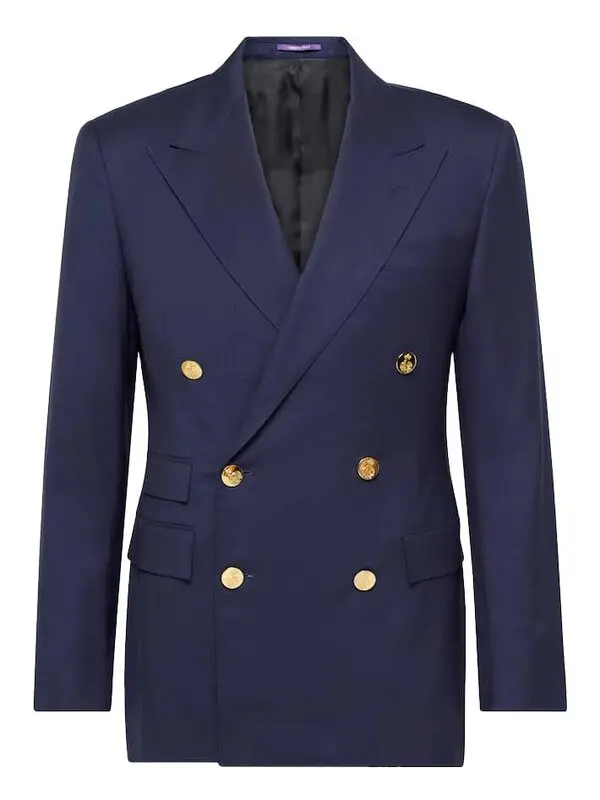 Ralph Lauren Purple Label Gregory Double-breasted Wool Blazer - Blue