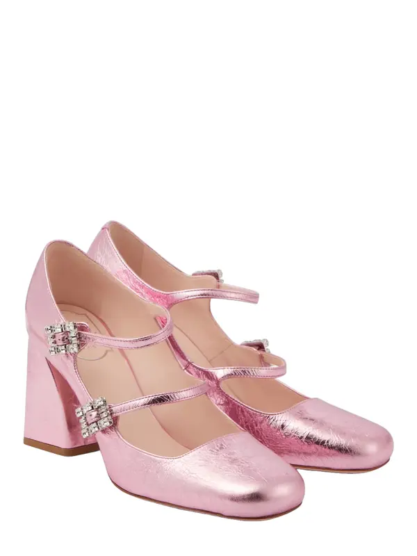 ROGER VIVIER Très Vivier Babies Mini Metallic Leather Pumps - Pink