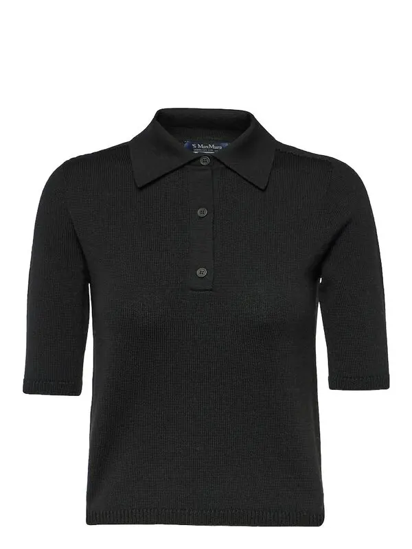 Max Mara Gemma Knitted Wool Polo Shirt - Black