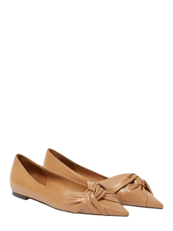 JIMMY CHOO Hedera Leather Ballet Flats - Beige