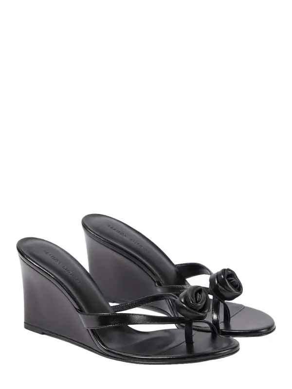 Magda Butrym Leather Wedge Mules - Black
