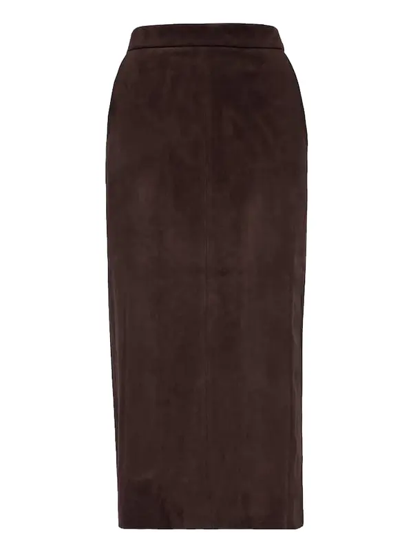 Stouls Taylor Suede Midi Skirt - Brown