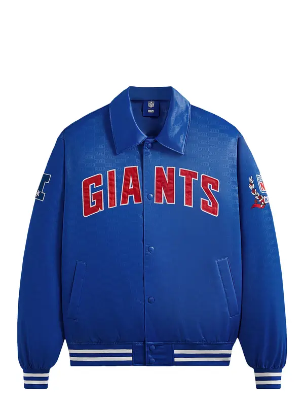 Kith For The Nfl: Giants Satin Bomber Jacket - Blue