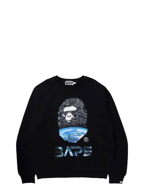 BAPE Space Camo Ape Head Crewneck - Black