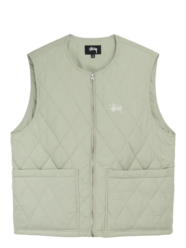 StÜssy Diamond Quilted Vest - Green