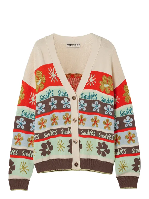 SIEDRES Amber Intarsia Cotton Cardigan - Multi
