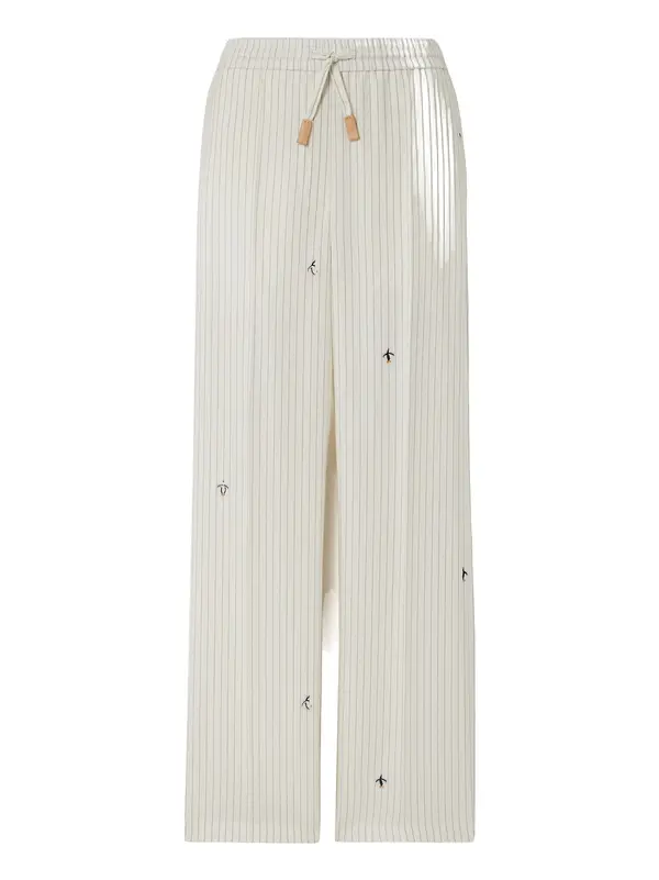 Loewe Suna Fujita Pinstriped Silk-blend Pants - White