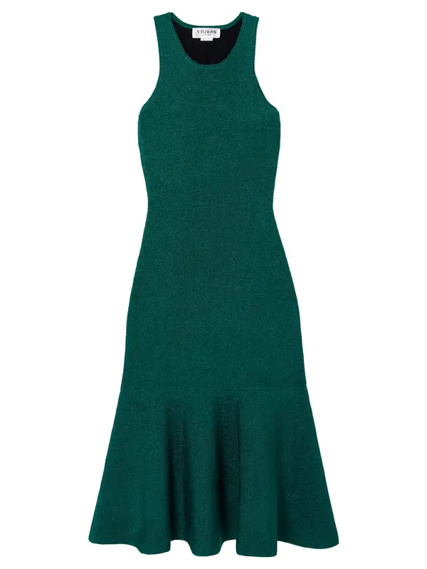 Victoria Beckham Lurex Midi Dress - Green