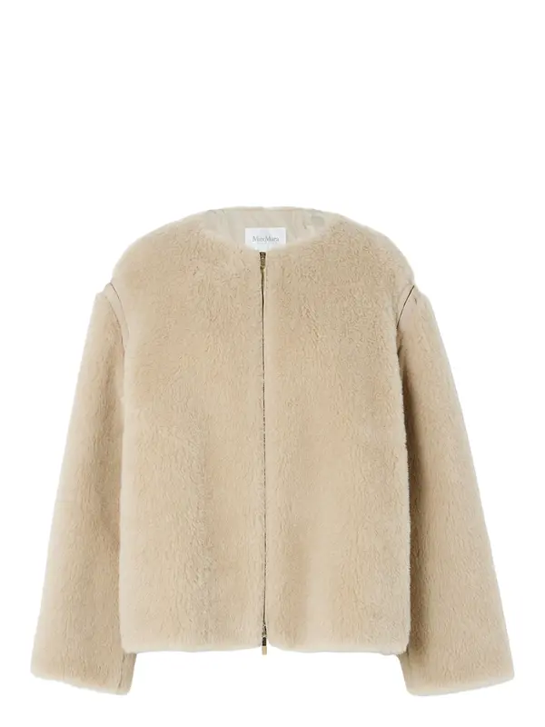 Max Mara Panno Grosgrain-trimmed Fleece Jacket - Neutrals