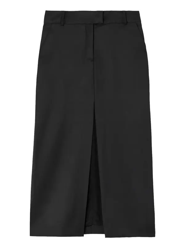 Johanna Ortiz Net Sustain Defensa Noble Wool-twill Midi Skirt - Black