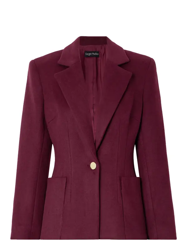 SERGIO HUDSON Wool And Cashmere-blend Blazer - Burgundy