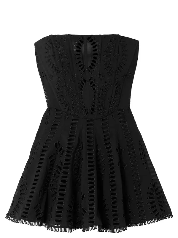 Charo Ruiz Ibiza Zannick Broderie Anglaise Mini Dress - Black