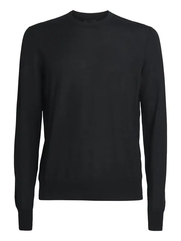 Giorgio Armani Virgin Wool Crew-neck Sweater - Black