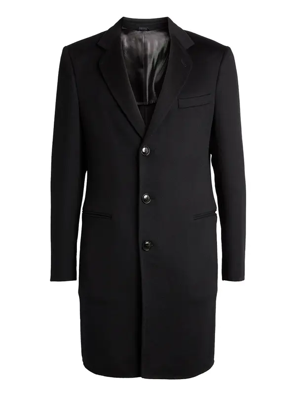 Giorgio Armani Cashmere Single-breasted Long Coat - Black