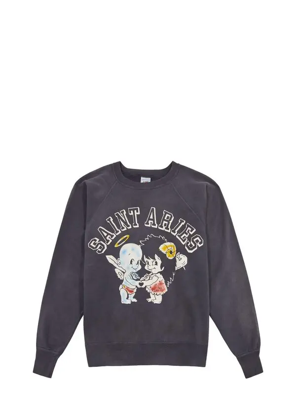 SAINT MXXXXXX Saint Aries Printed Cotton Sweatshirt - Black