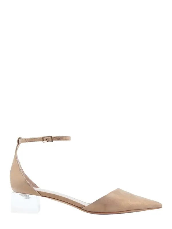 Giorgio Armani Laminated Suede D'orsay Court Shoes - Gold