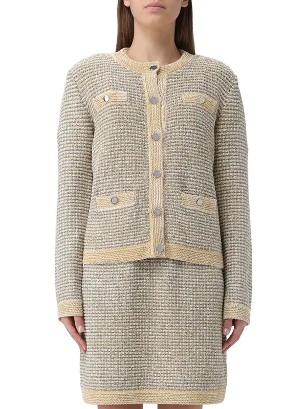 Tory Burch Textured Jacket With Button Details - Ivory