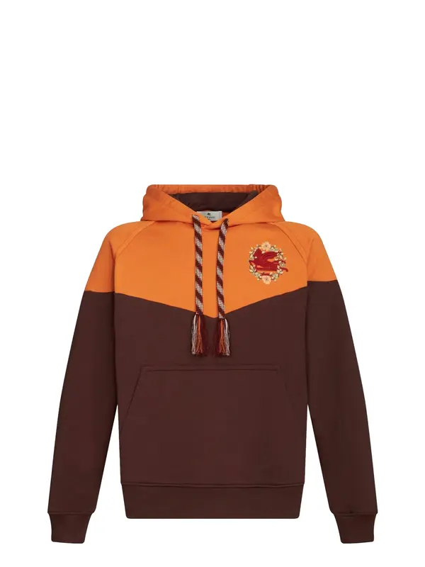 Etro Pegaso-embroidered Cotton Hoodie - Brown