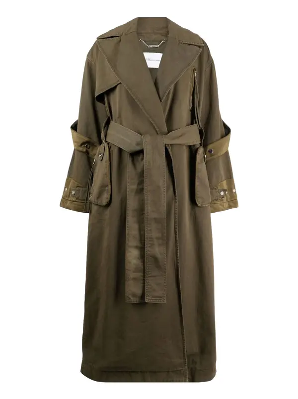 Blumarine Panelled Belted Trench Coat - Green
