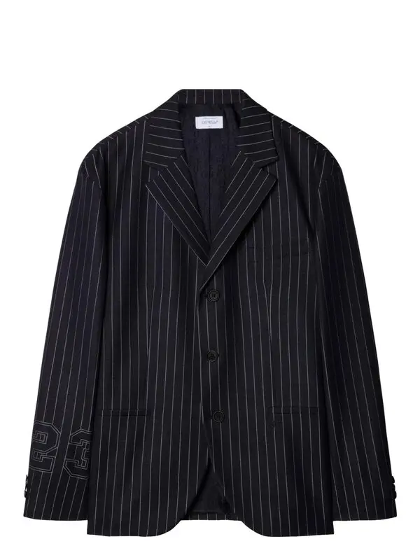 Off-White 23-print Pinstriped Blazer - Black