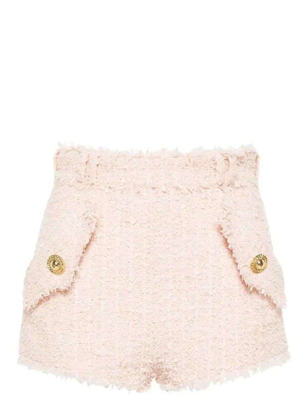 Balmain Tweed Chain-buttons Shorts - Neutrals