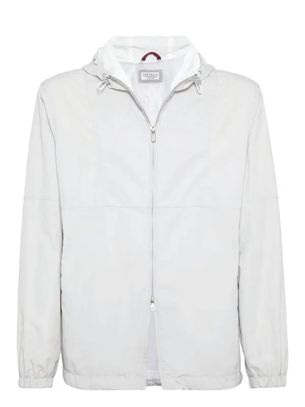Brunello Cucinelli Hooded Jacket With Logo Print - White