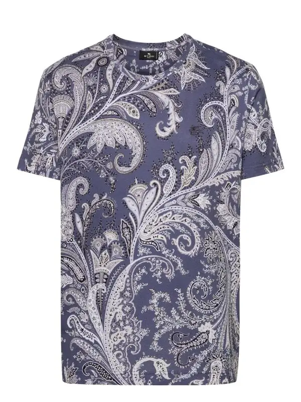 Etro Paisley-print Cotton T-shirt - Blue