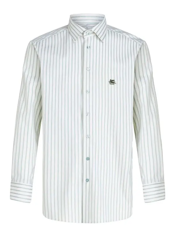 Etro Logo-embroidered Cotton Shirt - Green