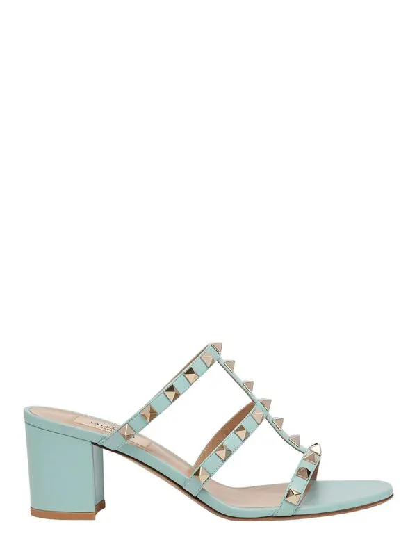 Valentino Garavani Rockstud Caged Block-heel Slide Sandals - Acquamarina