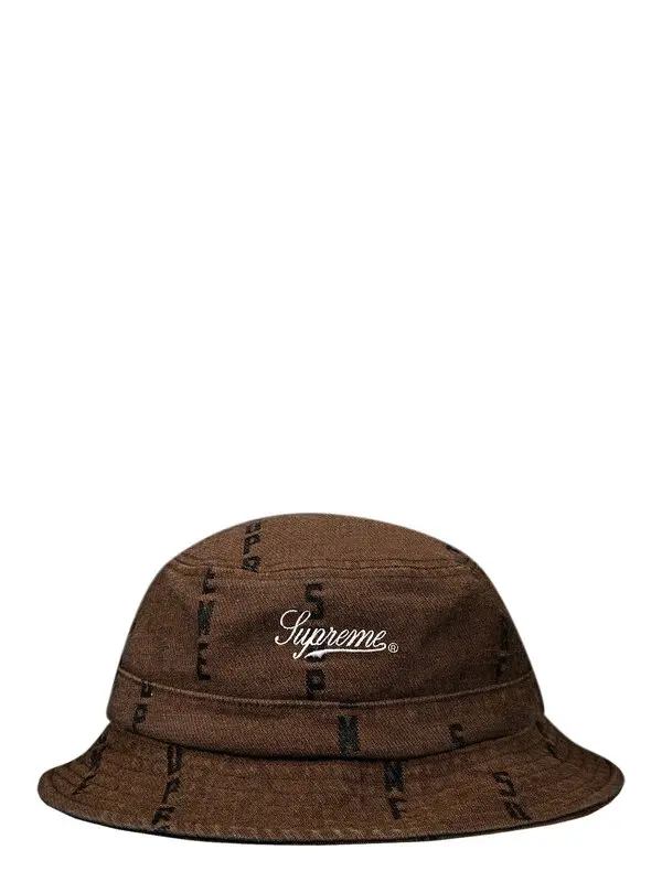Supreme Logo Stripe Jacquard Denim Crusher - Brown
