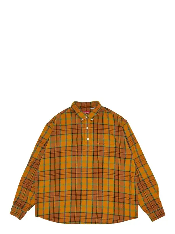 Supreme Plaid Flannel Pullover Shirt - Gold