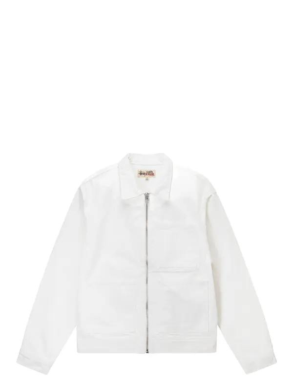 StÜssy Overdyed Zip Work Jacket - White